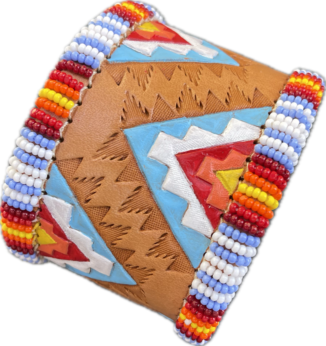 Tooled and Beaded Cuff – Two Guns Leather Co.